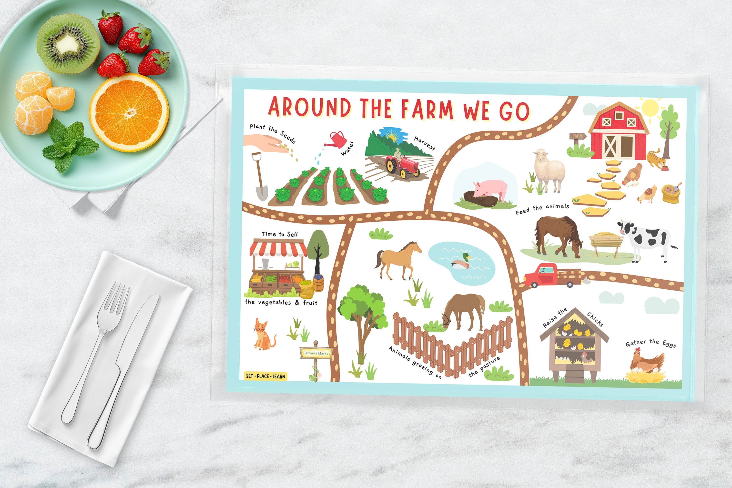 Farm Adventure Alphabet Placemat: Kids Learning Activity – My Store